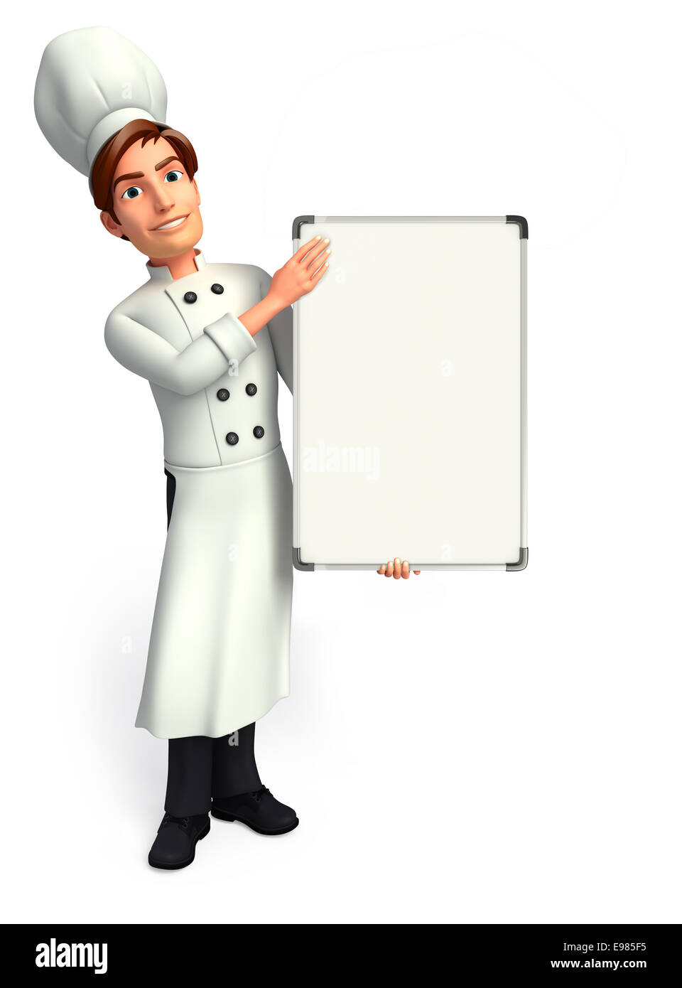 Illustration of young chef with display board Stock Photo - Alamy