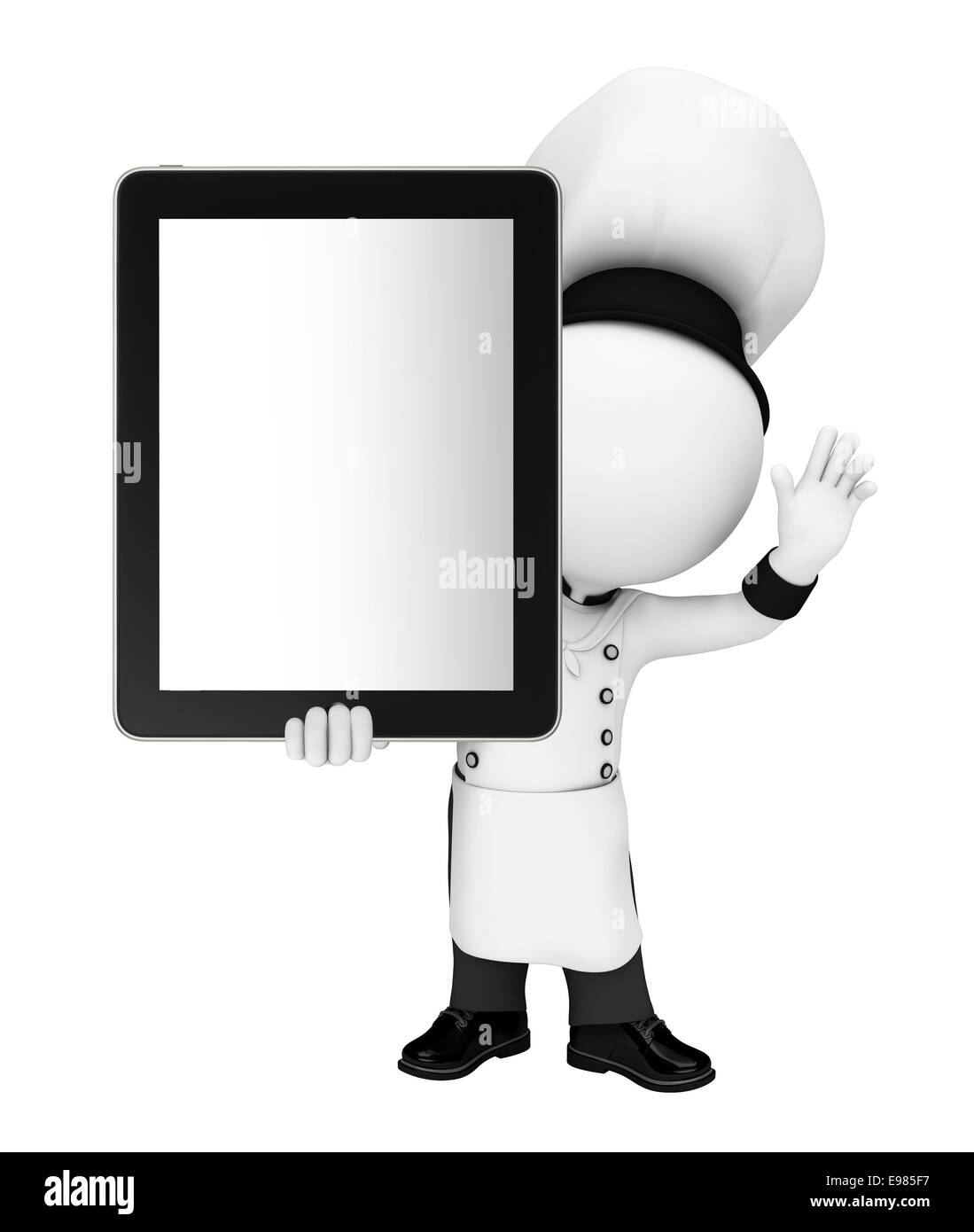 Illustration of white character as a chef with tab Stock Photo - Alamy