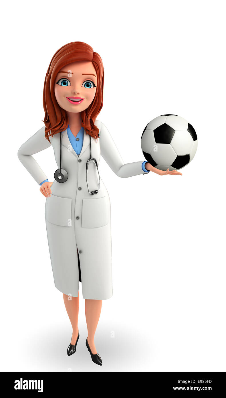 Illustration of Young Doctor with football Stock Photo - Alamy