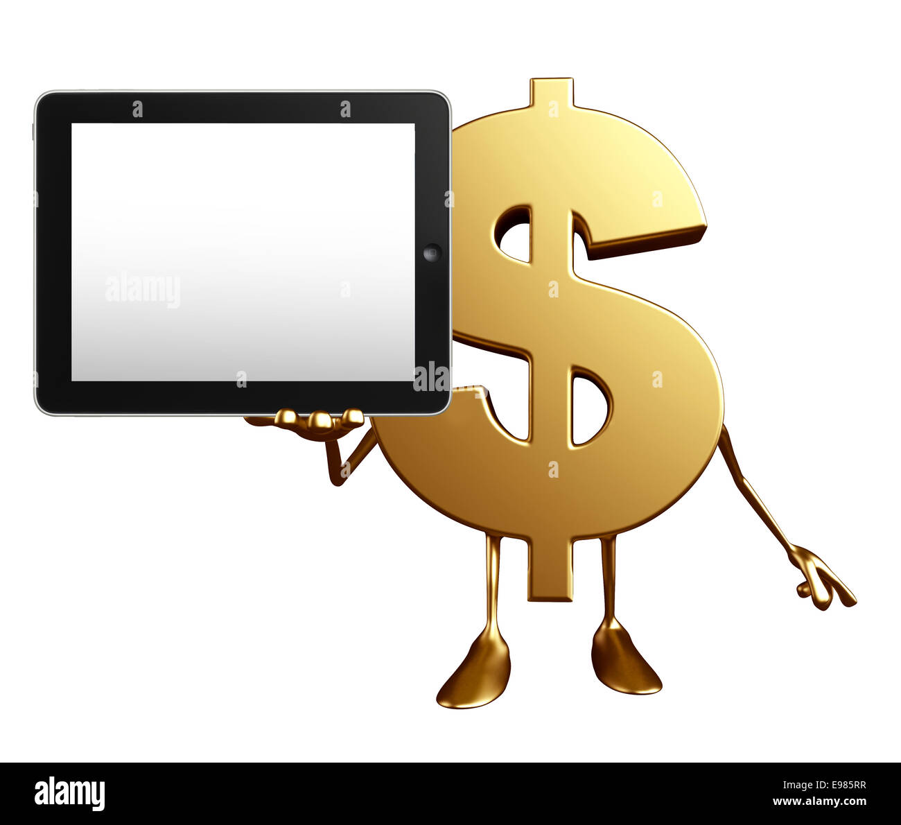 Cartoon Character of dollar with tab Stock Photo - Alamy