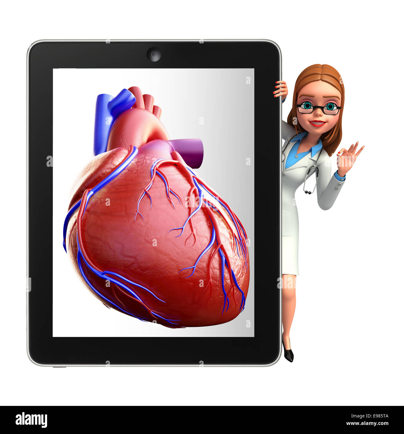 Illustration of young doctor with heart anatomy Stock Photo - Alamy