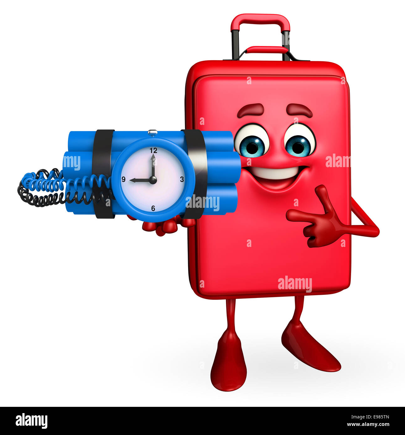 Cartoon Character of Travelling Bag with Bomb Stock Photo - Alamy