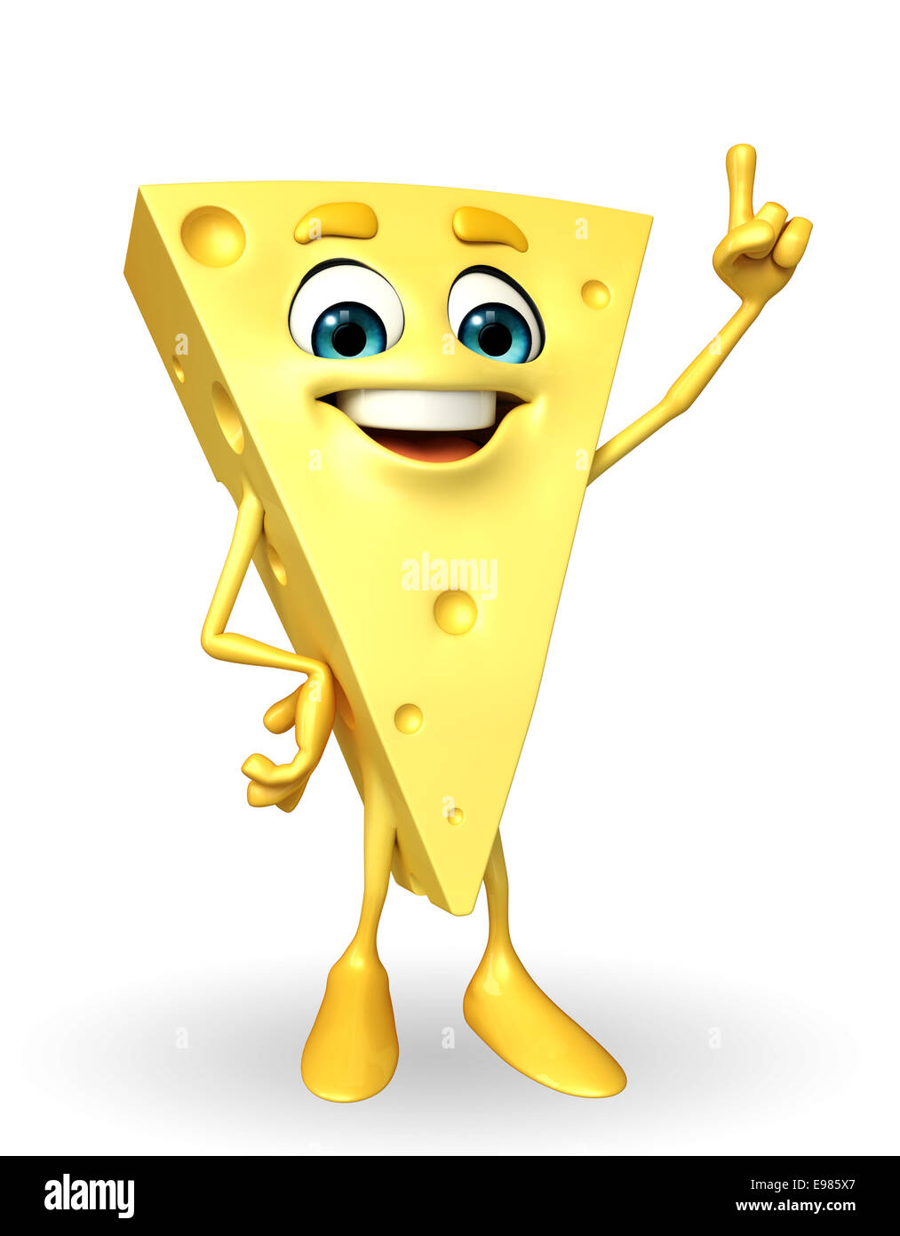 Cartoon Character of Cheese with pointing pose Stock Photo - Alamy