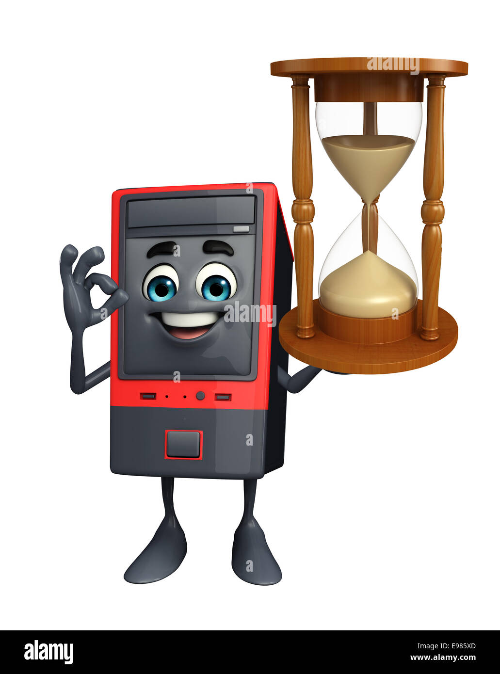 Cartoon Character of Computer Cabinet with sand clock Stock Photo - Alamy
