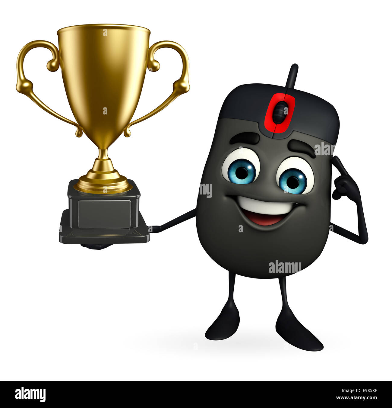 Cartoon Character of Computer Mouse with trophy Stock Photo - Alamy