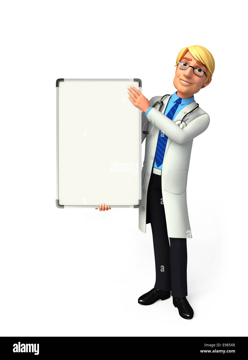 Illustration of young doctor with display board Stock Photo - Alamy