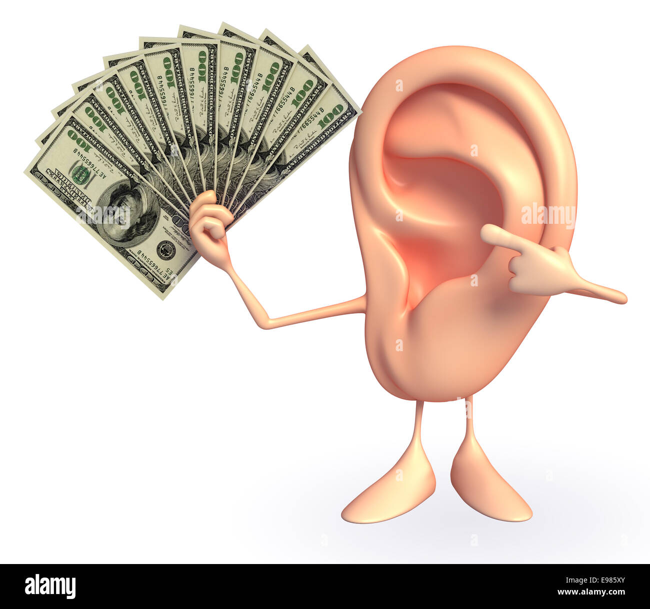 Cartoon Character of ear with dollers Stock Photo - Alamy