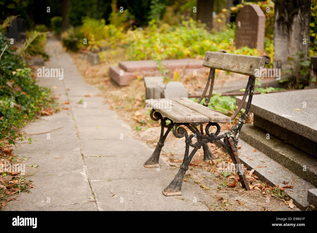 Ornamental old bench on cemetery Stock Photo - Alamy