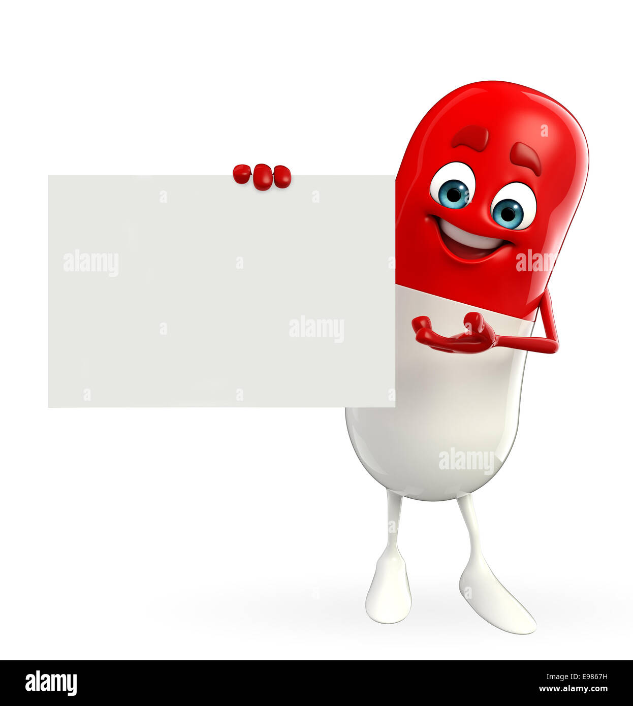 Cartoon character of pill with sign Stock Photo - Alamy