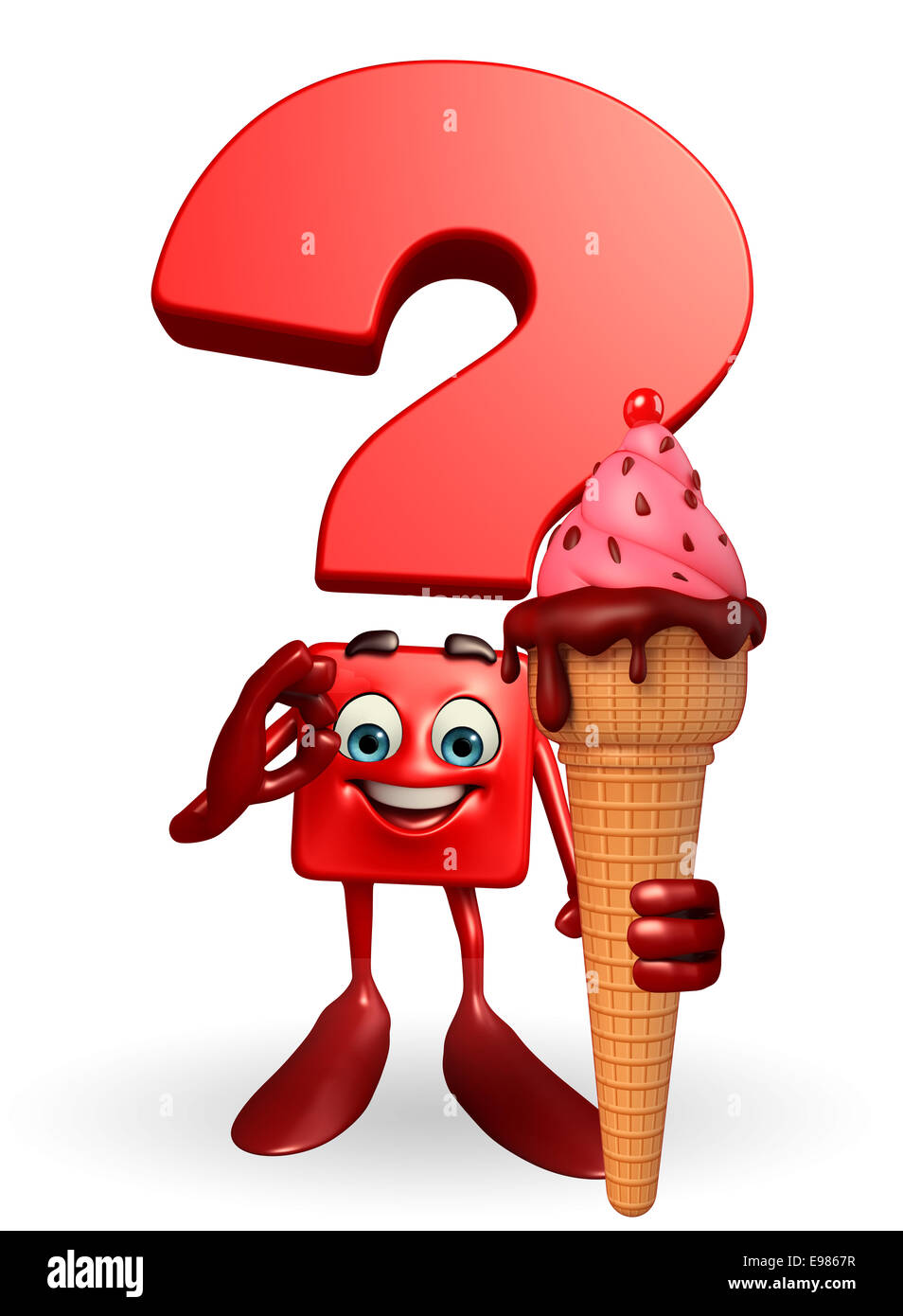 Cartoon Character of Question Mark with Ice Cream Stock Photo - Alamy