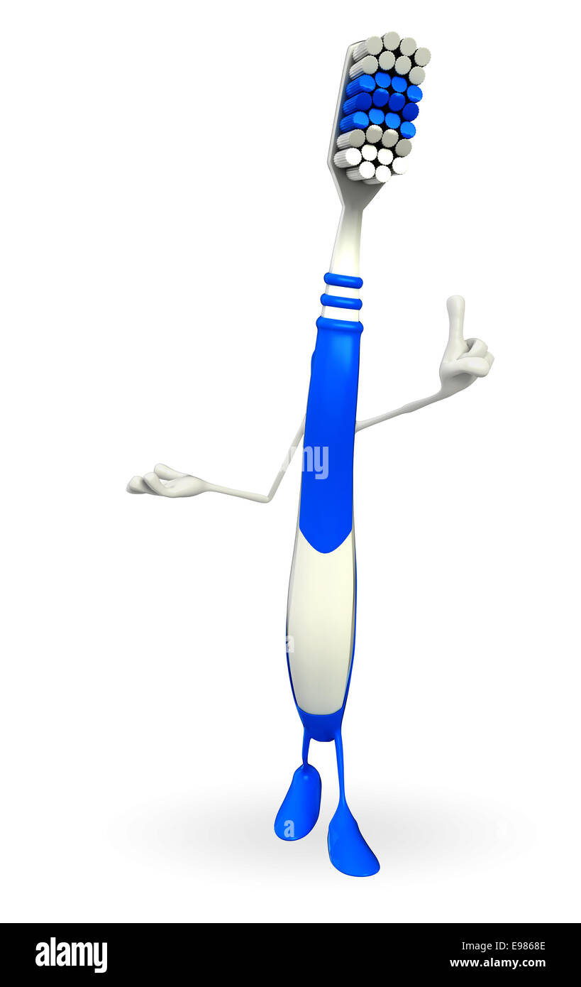 Cartoon Character of toothbrush is presenting Stock Photo - Alamy