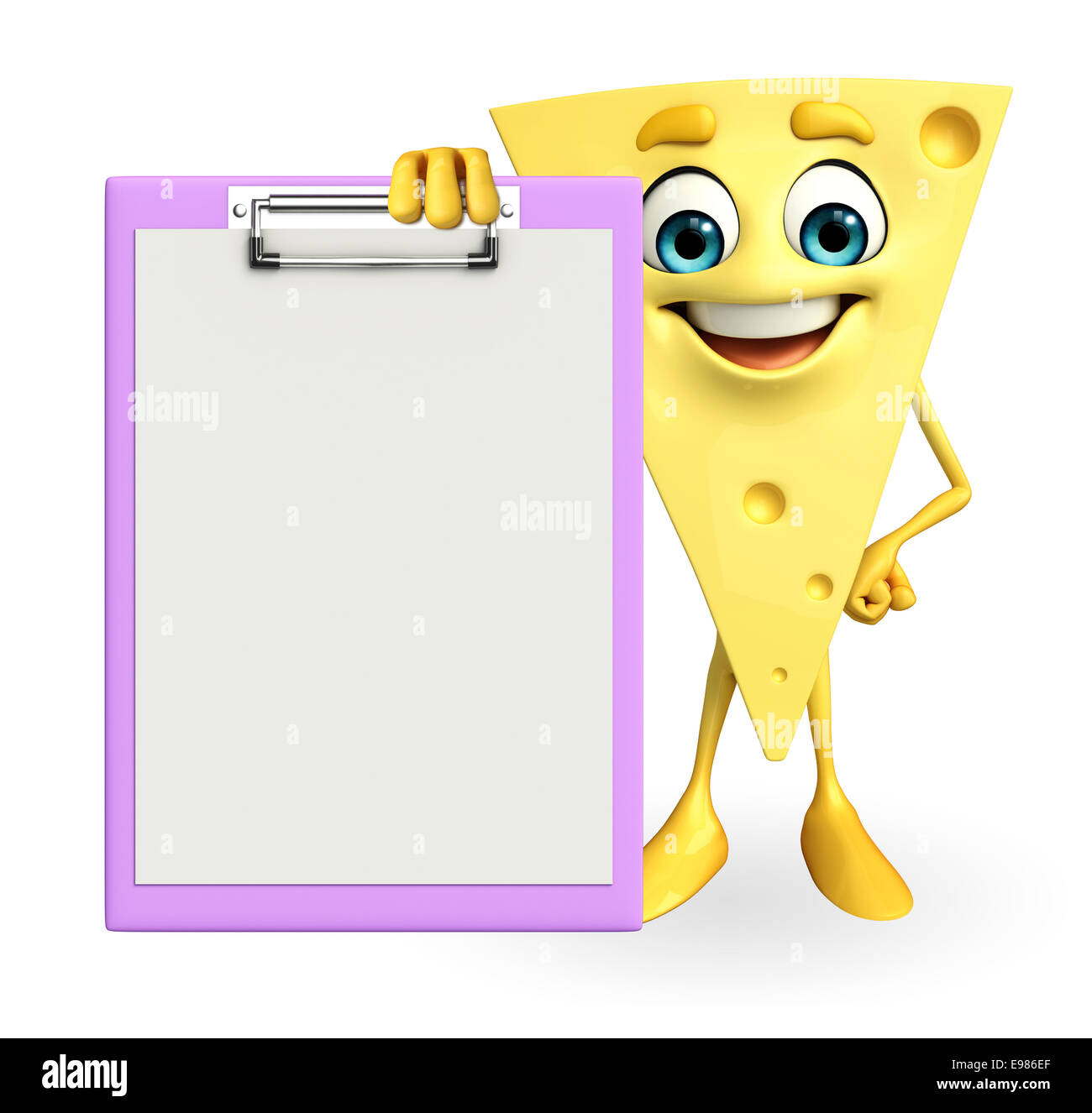 Cartoon Character of Cheese with notepad Stock Photo - Alamy