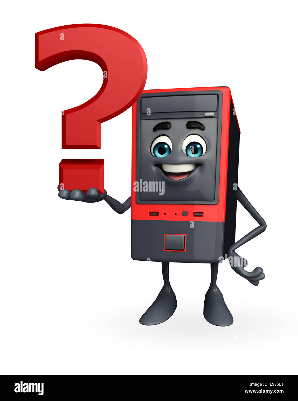 Cartoon Character of Computer Cabinet with question mark Stock Photo ...