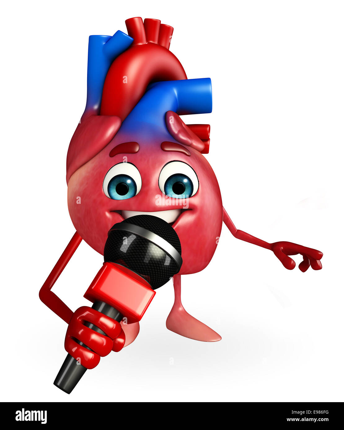 Cartoon Character of heart with mike Stock Photo - Alamy
