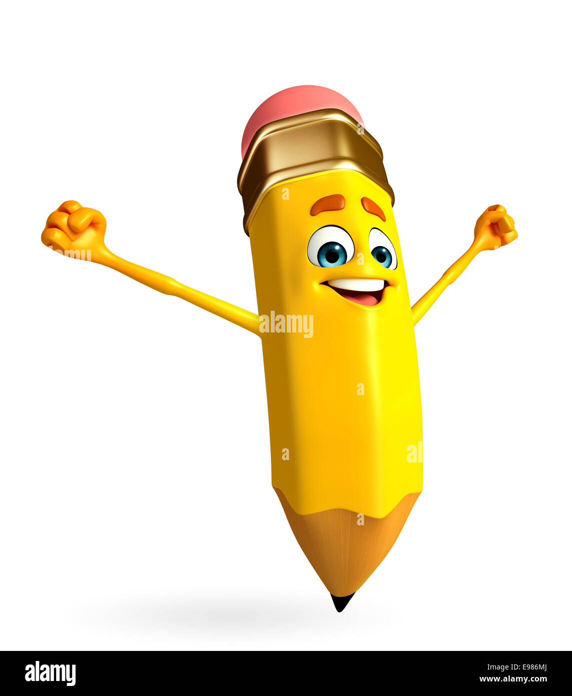 Cartoon Character of pencil is happy pose Stock Photo - Alamy