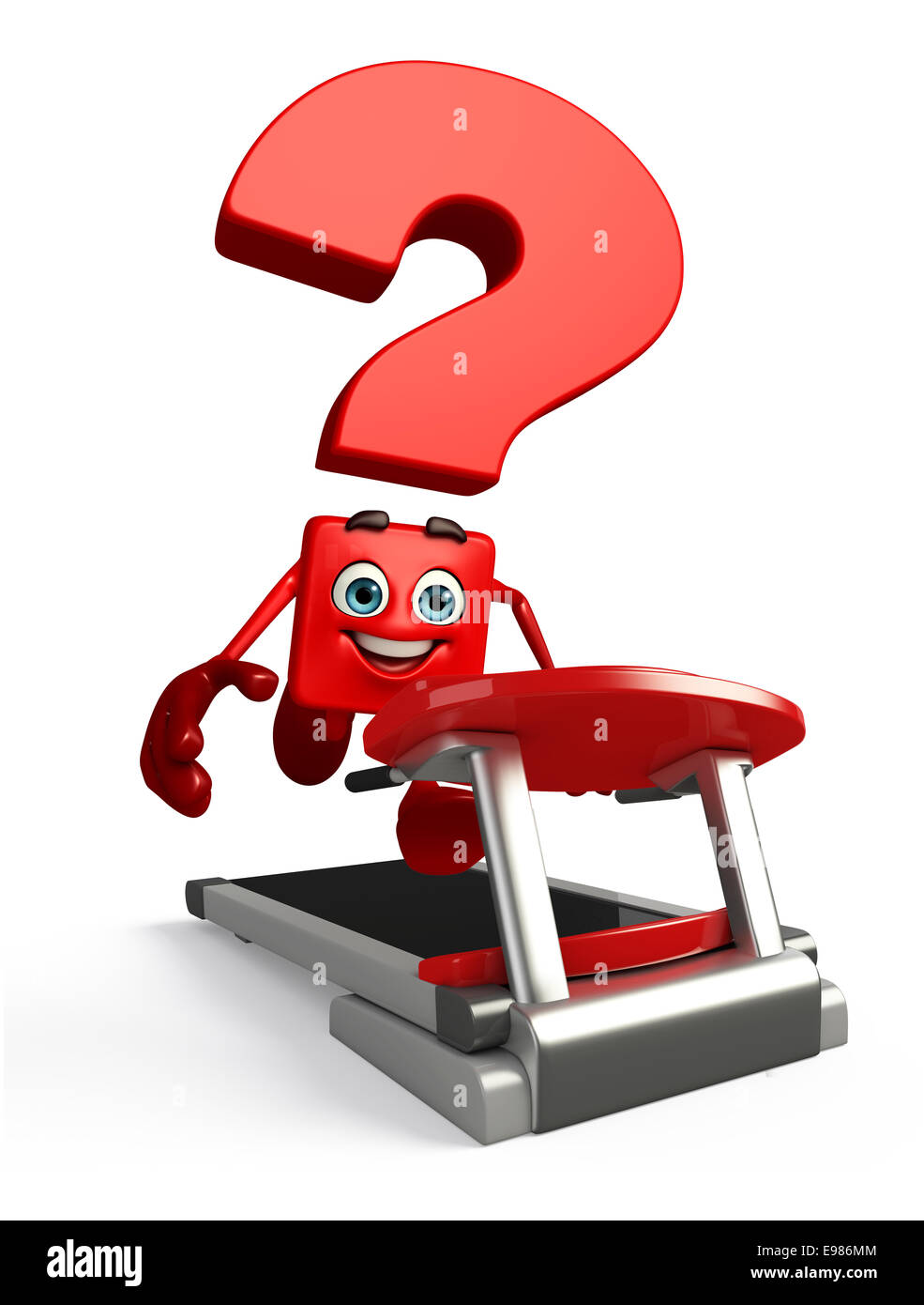 Cartoon Character of Question Mark with walking machine Stock Photo - Alamy