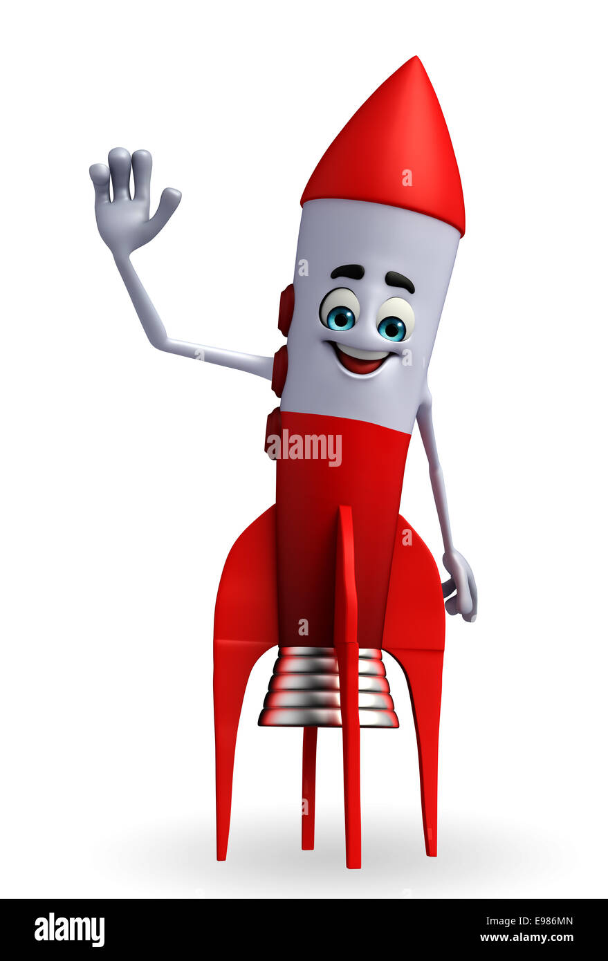 Cartoon character of rocket with hello pose Stock Photo - Alamy