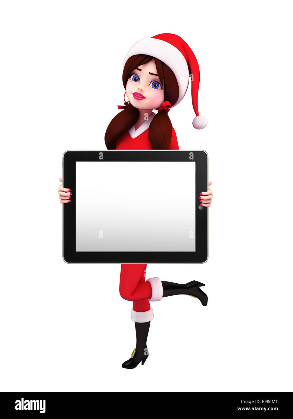 Illustration of santa girl with tab Stock Photo - Alamy