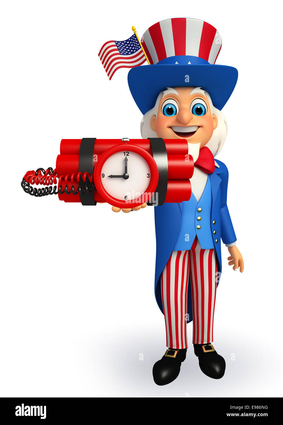 Illustration of uncle sam with time bomb Stock Photo - Alamy