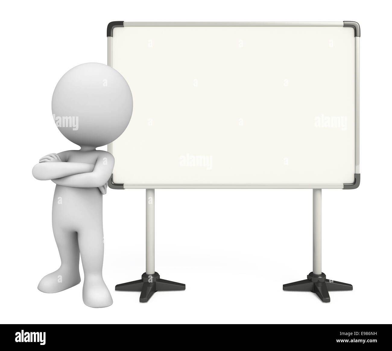 Illustration of white character with display board Stock Photo - Alamy