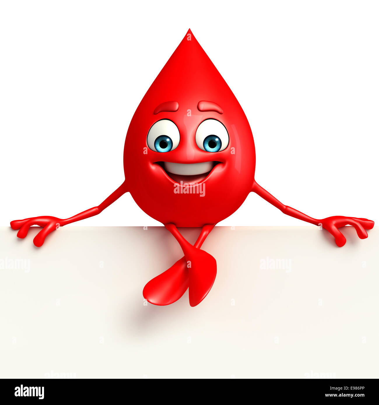 Cartoon Character of Blood Drop with sign Stock Photo - Alamy