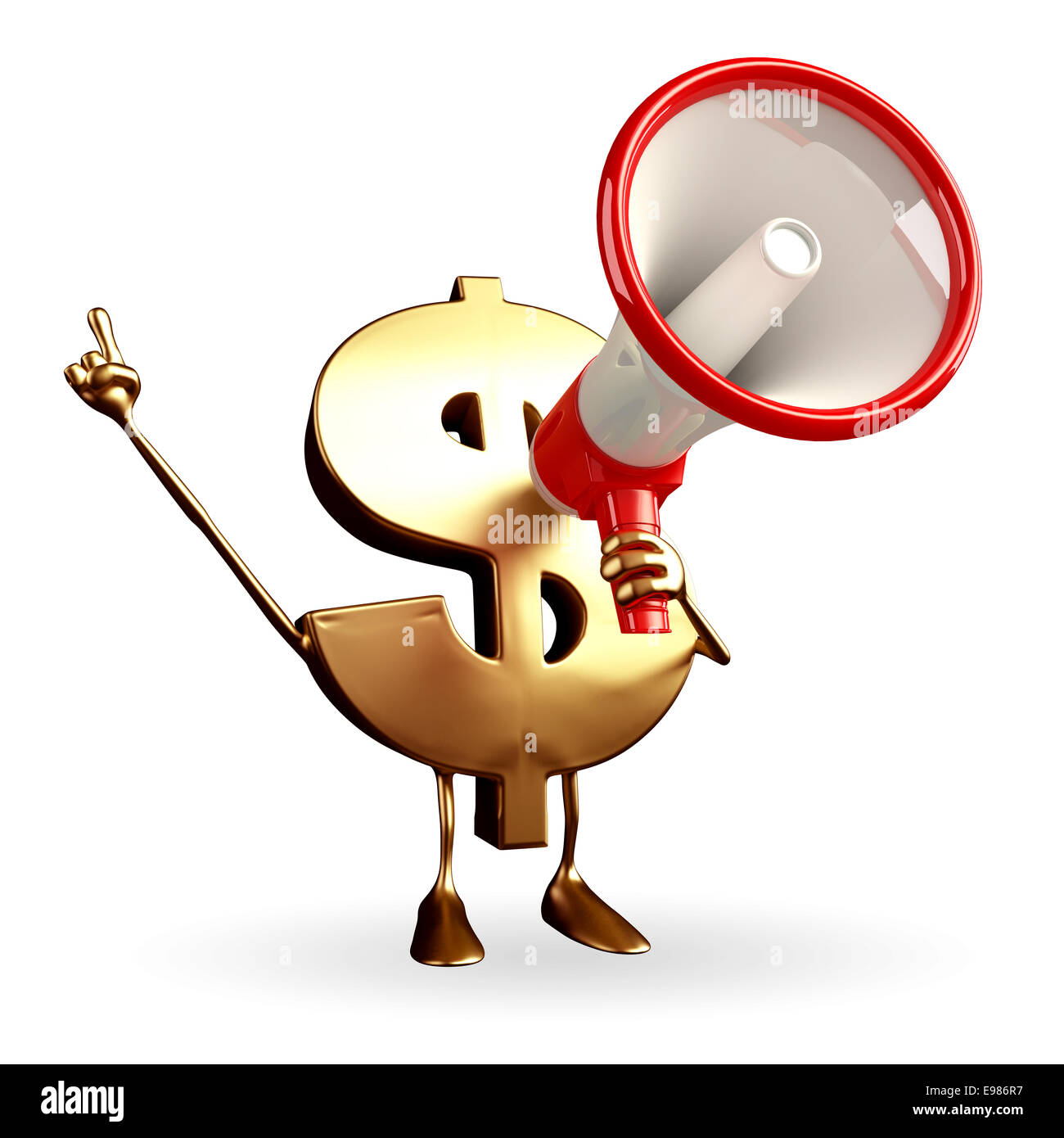 Cartoon Character of dollar with loudspeaker Stock Photo - Alamy