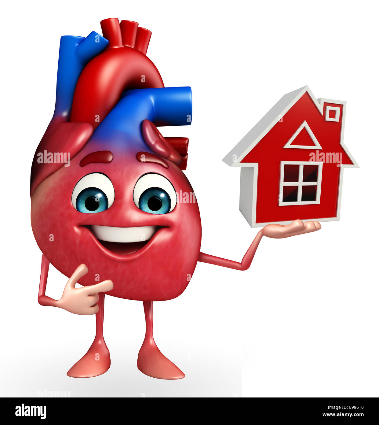 Cartoon Character of heart with home Stock Photo - Alamy