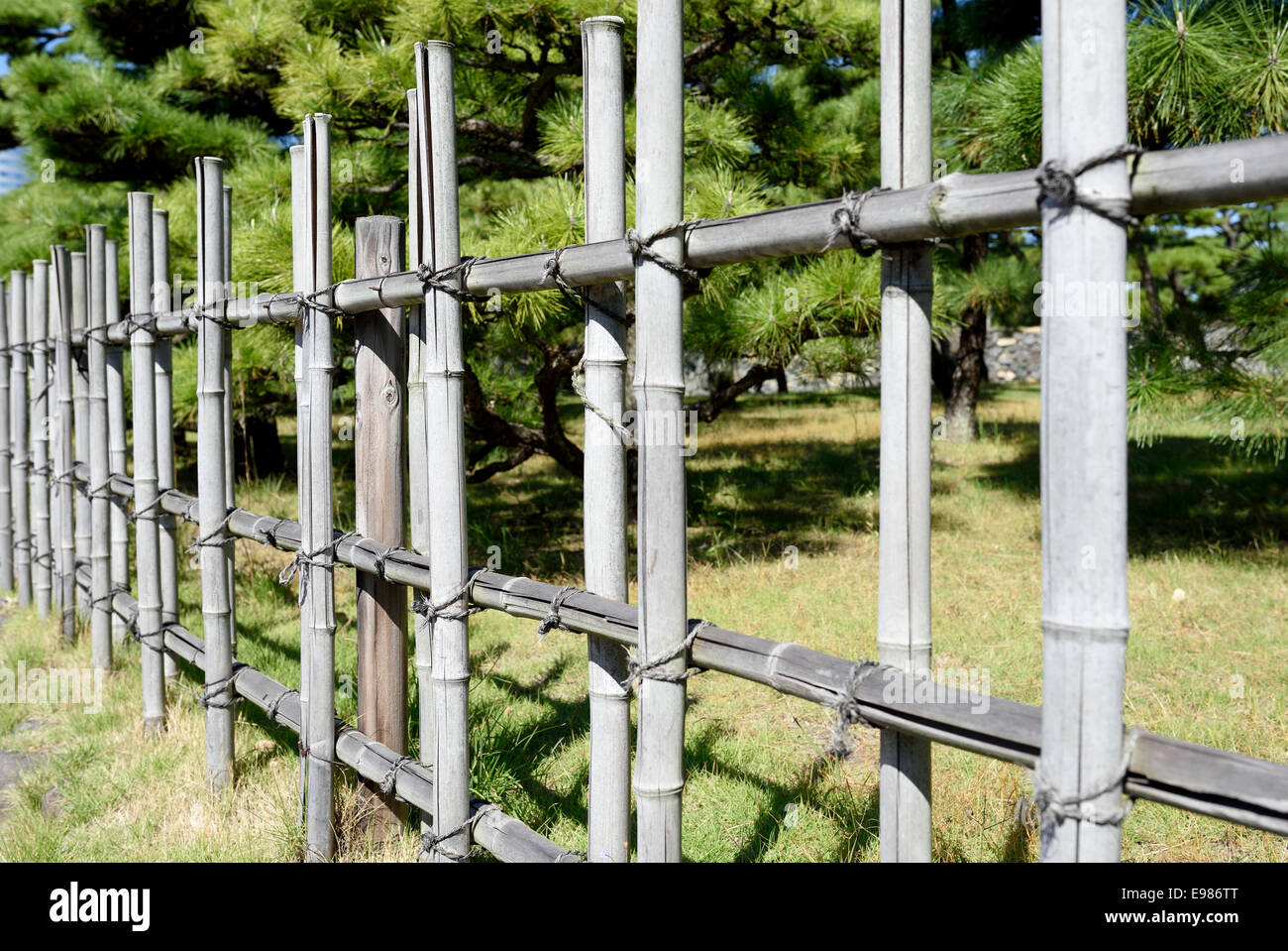 Bamboo fence in a Japanese garden Stock Photo - Alamy