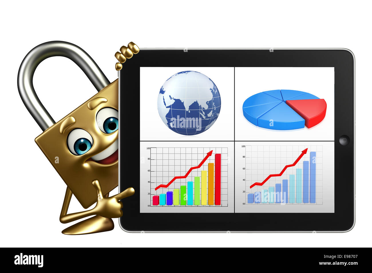 Cartoon Character of lock with tab Stock Photo - Alamy