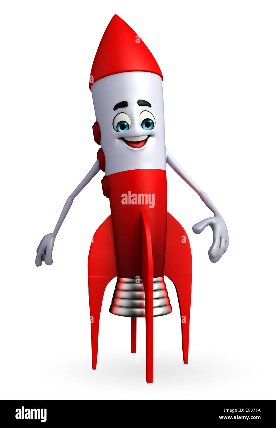 Cartoon character of rocket is standing Stock Photo - Alamy