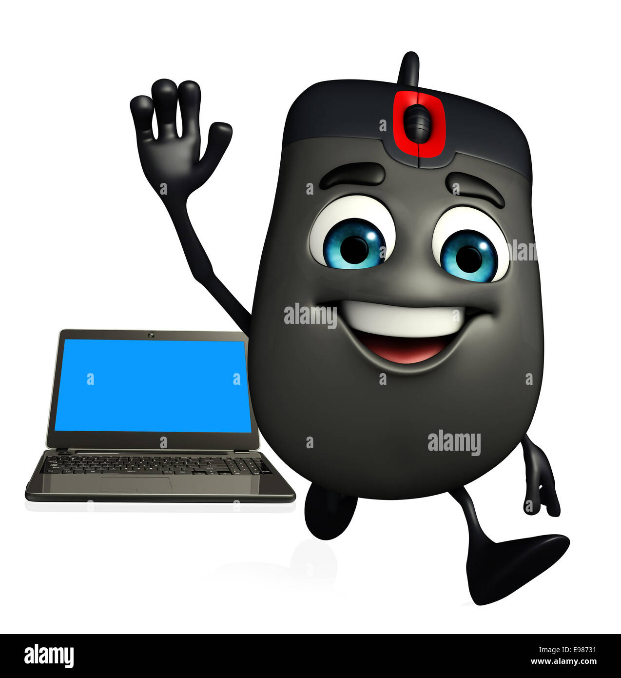 Cartoon Character of Computer Mouse with Laptop Stock Photo - Alamy