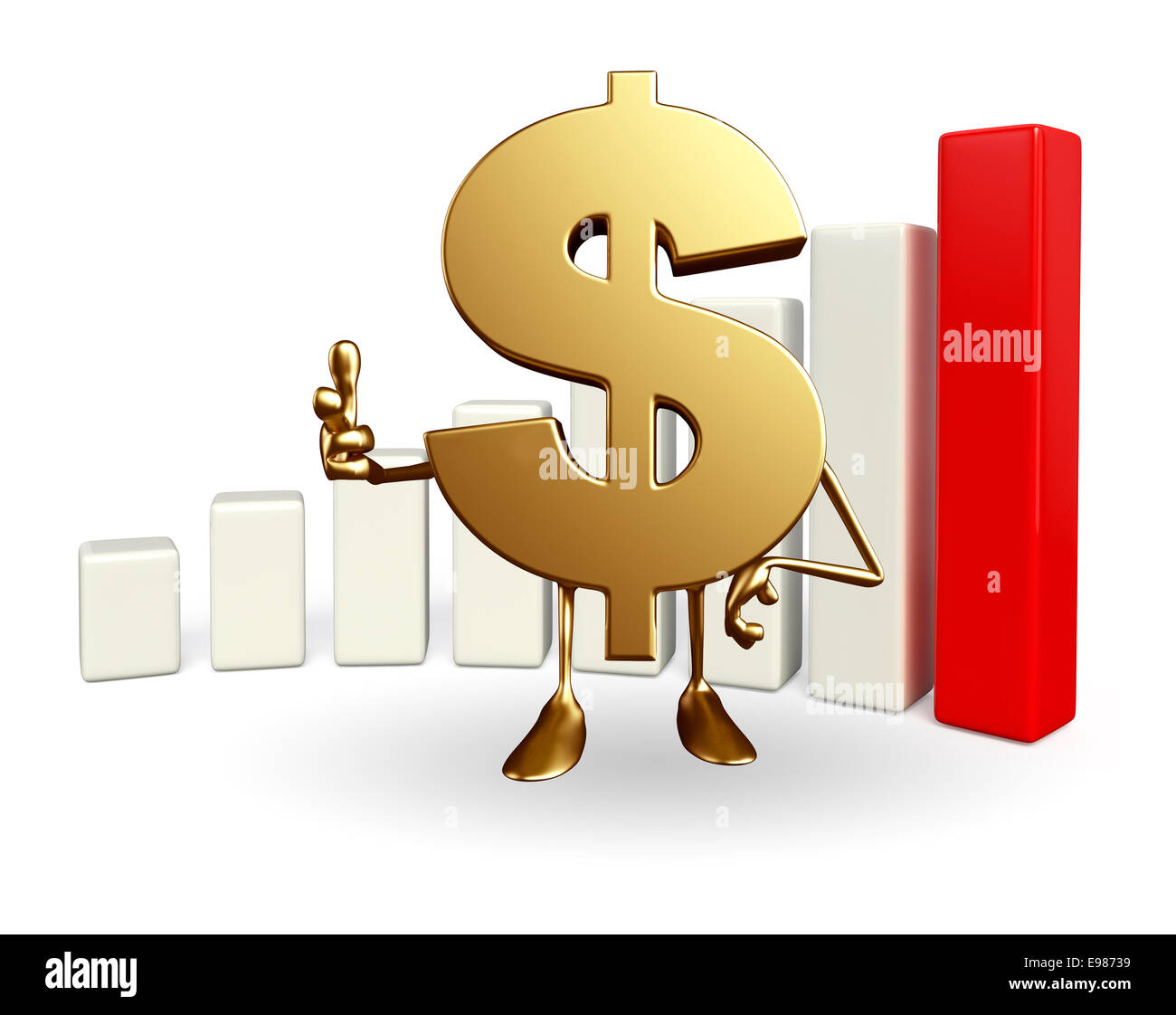Cartoon Character of dollar with business graph Stock Photo - Alamy
