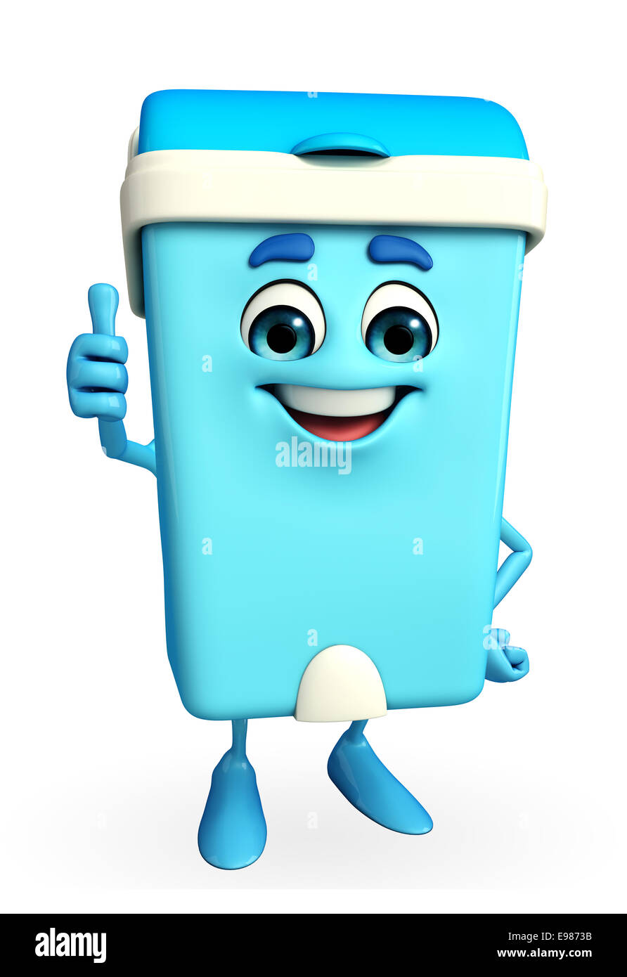 Cartoon Character of Dustbin with thumbs up pose Stock Photo - Alamy