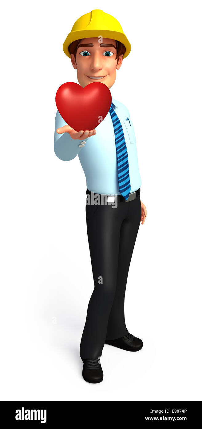 Illustration of service man with heart Stock Photo - Alamy