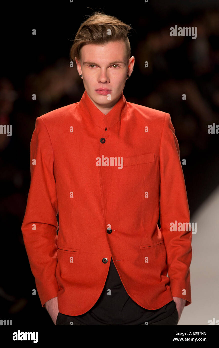 Toronto, Canada. 21st Oct, 2014. A model presents a creation from ...