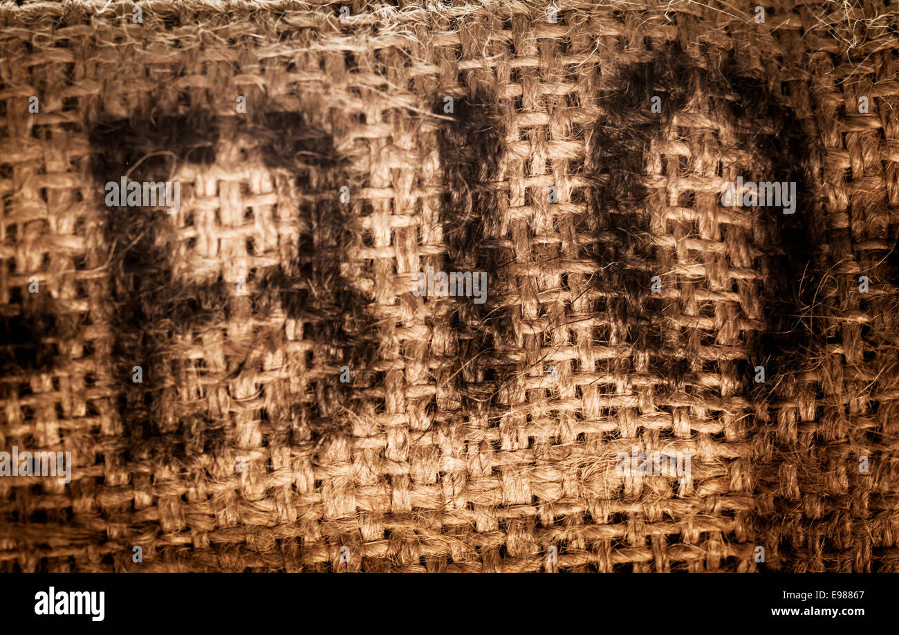 Bio sign. Labeled burlap close up Stock Photo - Alamy
