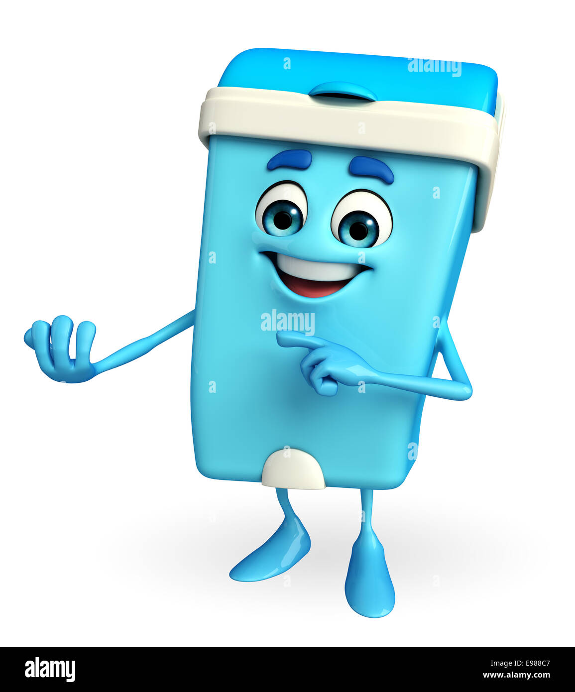 Cartoon Character of Dustbin with holding pose Stock Photo - Alamy