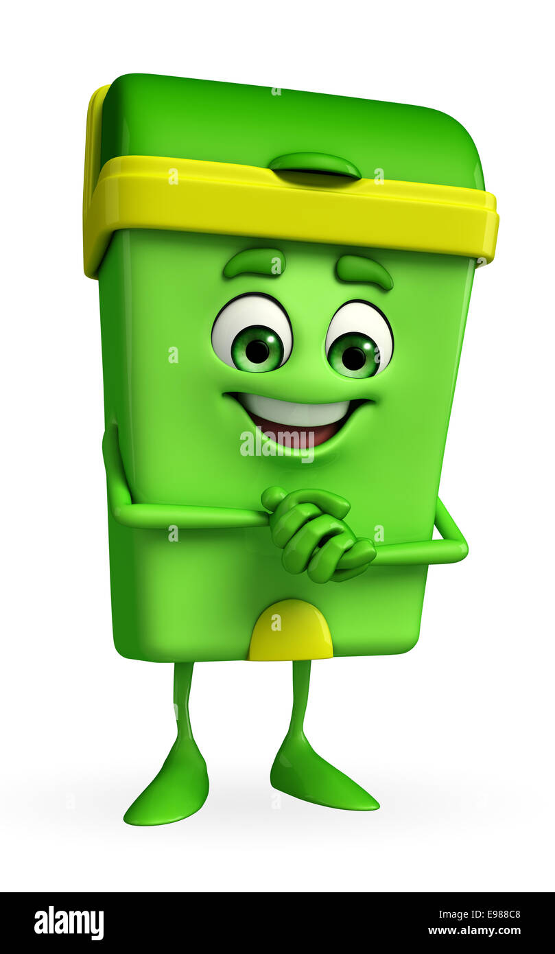 Cartoon Character of Dustbin with promise pose Stock Photo - Alamy