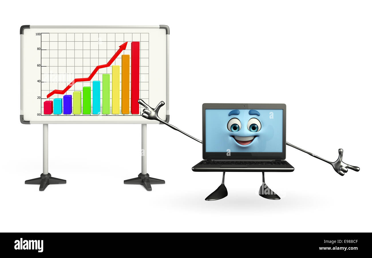 Cartoon character of Laptop with display board Stock Photo - Alamy