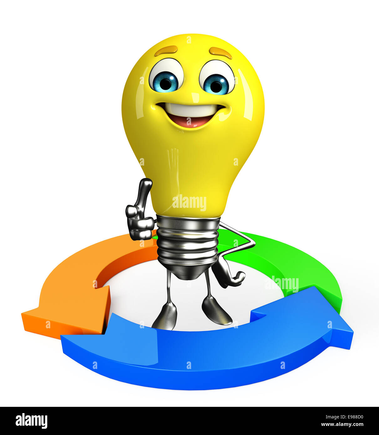 Cartoon Character of light bulb with arrow Stock Photo - Alamy