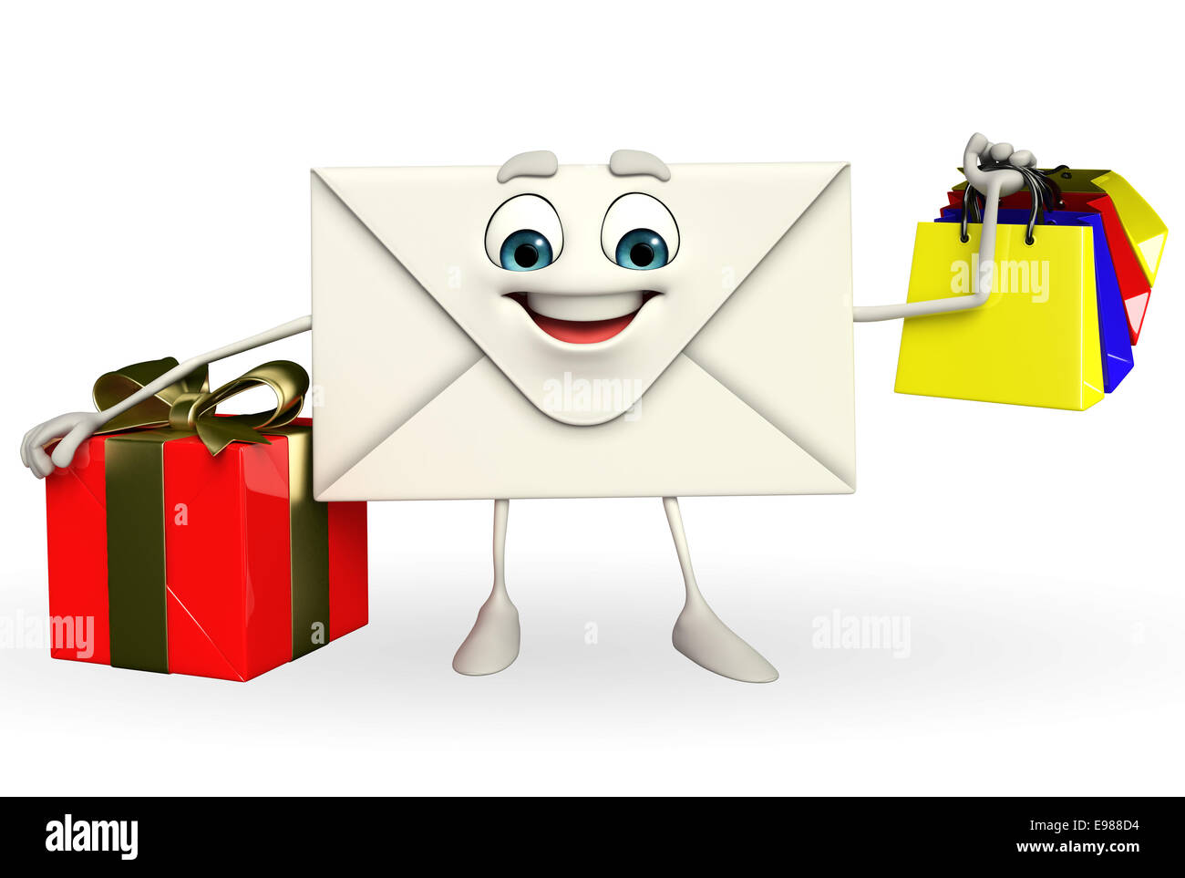 Cartoon Character of mail with shopping bag Stock Photo - Alamy