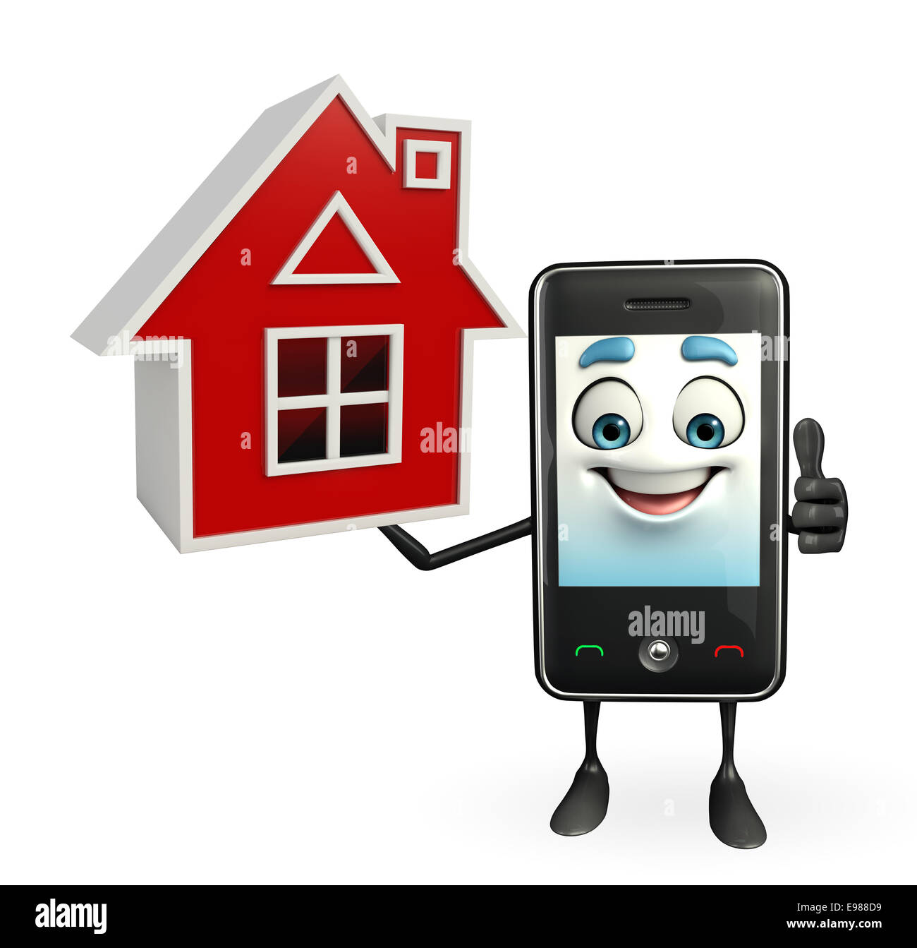 Cartoon Character of Mobile with home Stock Photo - Alamy