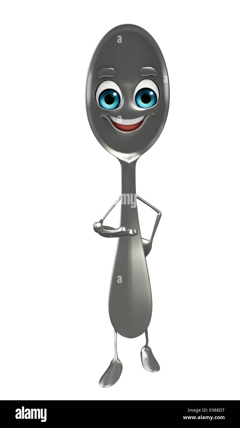 Cartoon character of spoon is presenting Stock Photo - Alamy