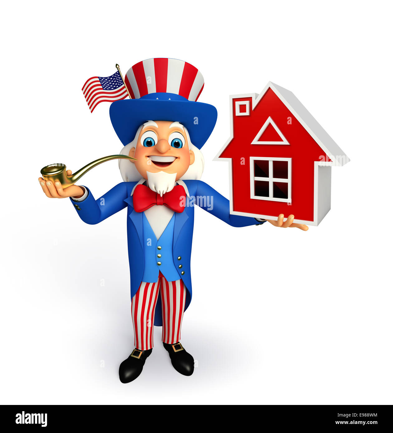 Illustration of uncle sam with home sign Stock Photo - Alamy