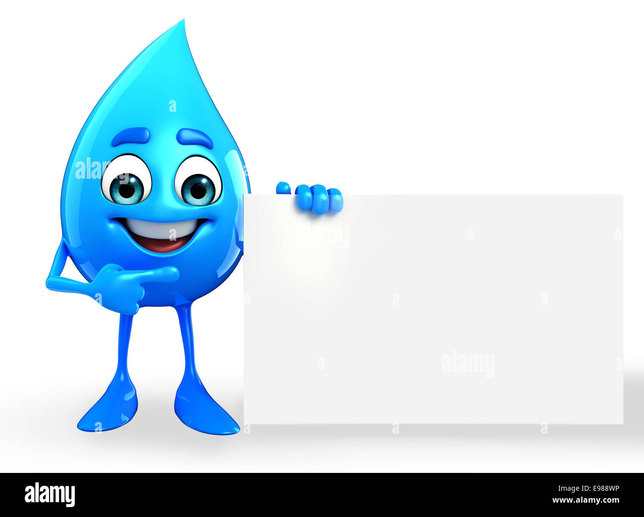 Cartoon Character Of Water Drop with sign Stock Photo - Alamy