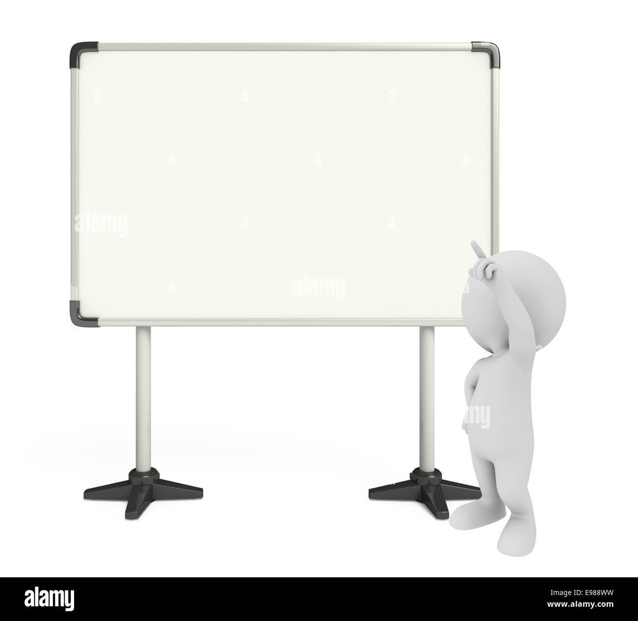 Illustration of white character with display board Stock Photo - Alamy