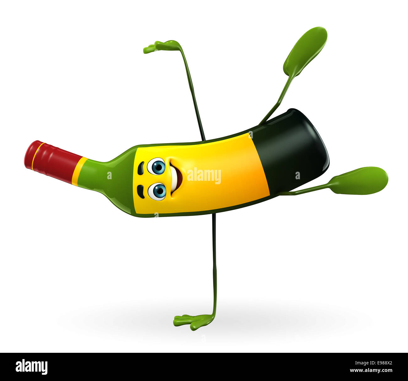 Cartoon Character of Wine Bottle with hand standing pose Stock Photo ...