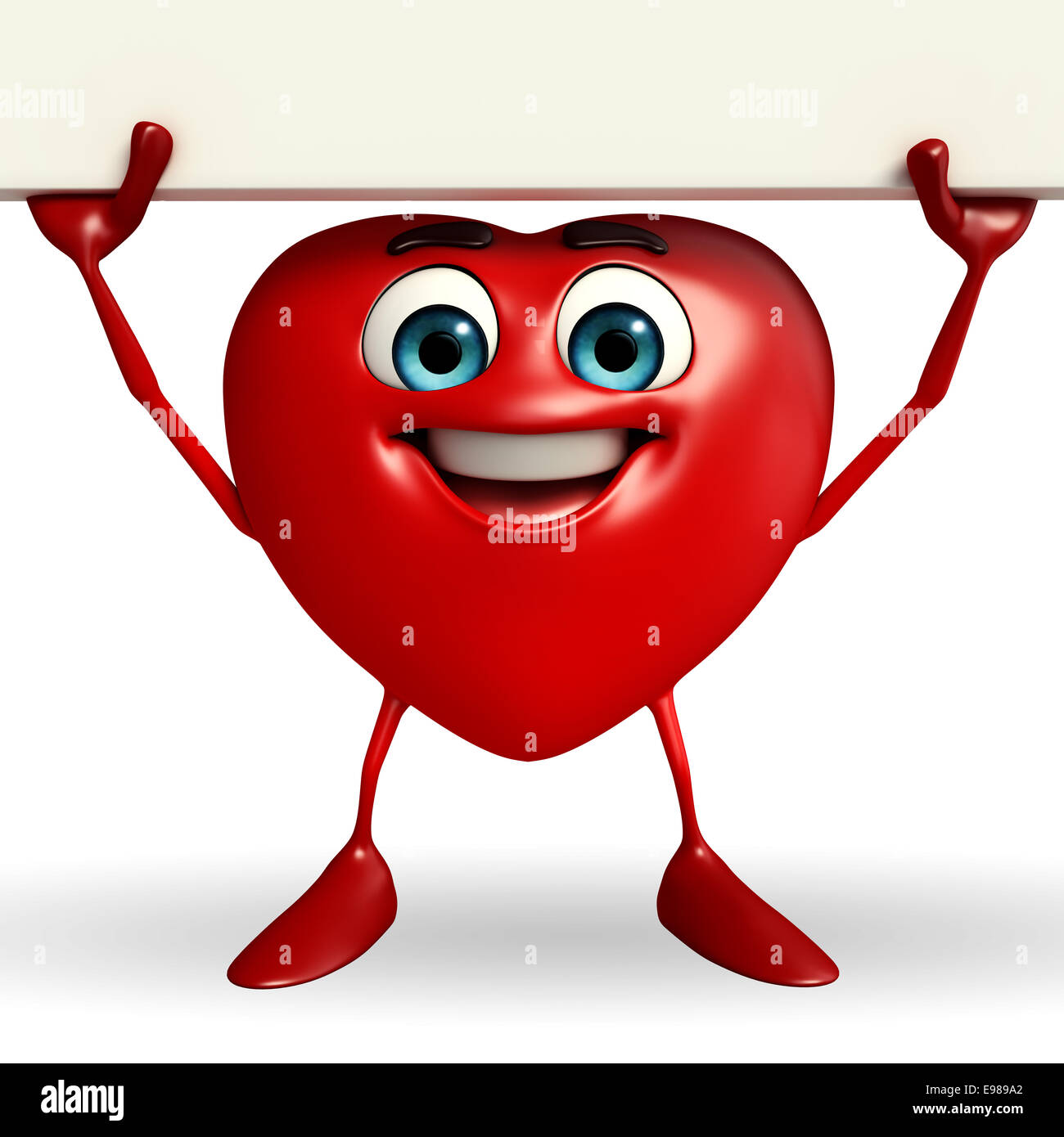 Cartoon Character of heart shape with sign Stock Photo - Alamy