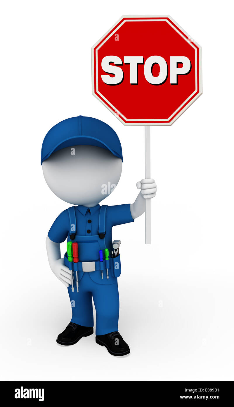 Illustration of white character as a Plumber with stop sign Stock Photo ...