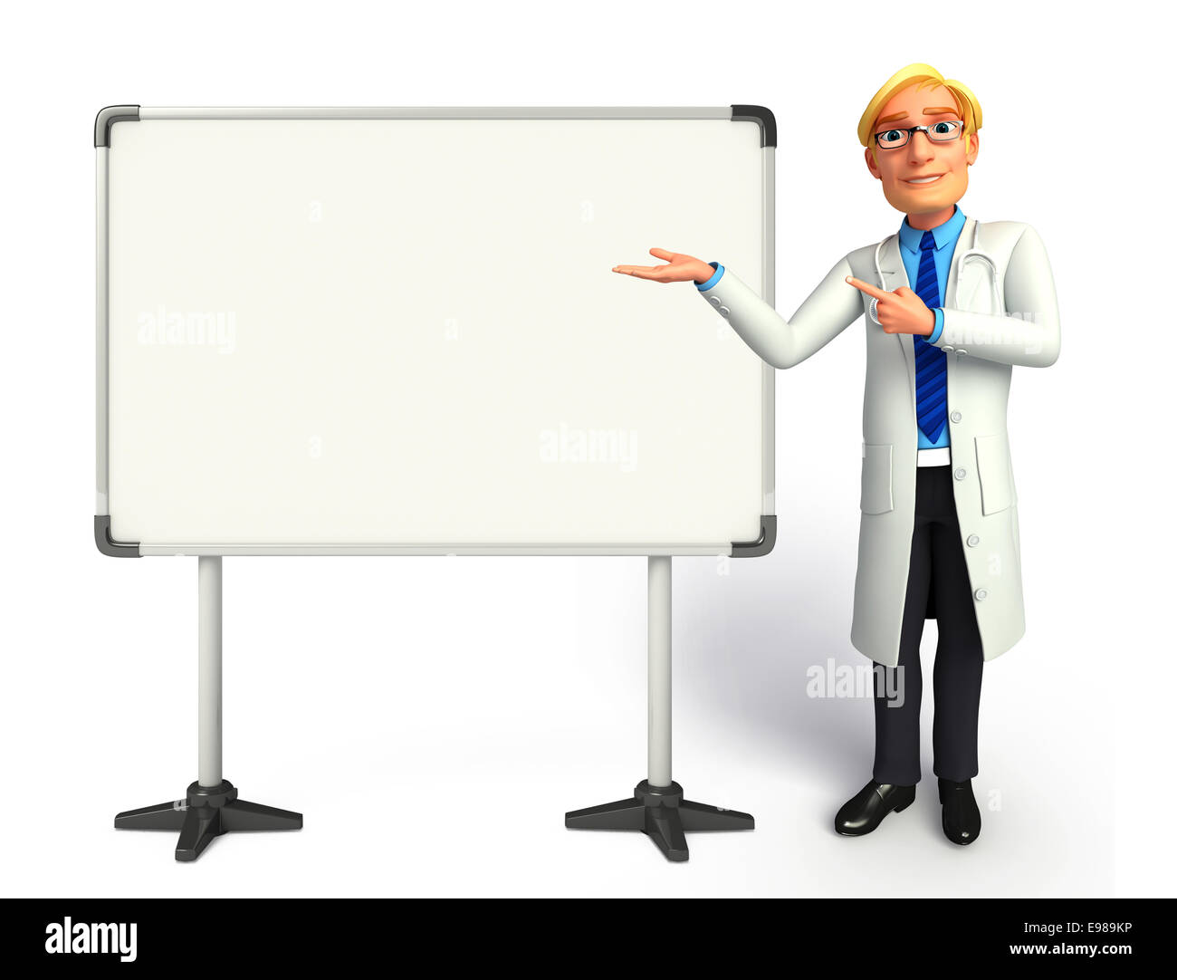 Illustration of young doctor with display board Stock Photo - Alamy
